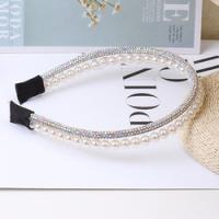 China Girls Luxury Crystal Pearl Rhinestone Braided Hair Band Headband 15x15cm for sale