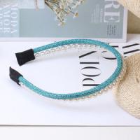 China Girls Luxury Crystal Pearl Rhinestone Braided Hair Band Headband 15x15cm for sale
