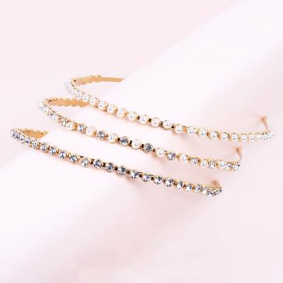 China Elastic Metal Hair Band with Pearl Rhinestone 13x15cm for Women Wedding Headband for sale