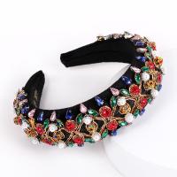 China Velvet Padded Rhinestone Headband Bridal Hair Accessories 14x15cm Crystal Gem Hair Hoop for sale