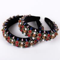 China Velvet Padded Rhinestone Headband Bridal Hair Accessories 14x15cm Crystal Gem Hair Hoop for sale