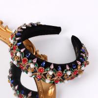 China Velvet Padded Rhinestone Headband Bridal Hair Accessories 14x15cm Crystal Gem Hair Hoop for sale