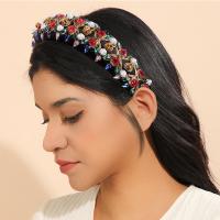 China Velvet Padded Rhinestone Headband Bridal Hair Accessories 14x15cm Crystal Gem Hair Hoop for sale