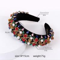 China Velvet Padded Rhinestone Headband Bridal Hair Accessories 14x15cm Crystal Gem Hair Hoop for sale
