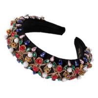 China Velvet Padded Rhinestone Headband Bridal Hair Accessories 14x15cm Crystal Gem Hair Hoop for sale