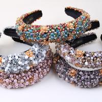 China Bling Crystal Headband 11x15cm Velvet Padded Baroque Beaded Hair Band for Women Girls for sale