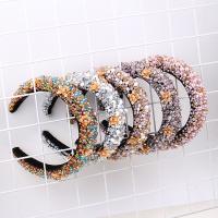 China Bling Crystal Headband 11x15cm Velvet Padded Baroque Beaded Hair Band for Women Girls for sale