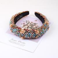 China Bling Crystal Headband 11x15cm Velvet Padded Baroque Beaded Hair Band for Women Girls for sale