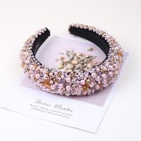 China Bling Crystal Headband 11x15cm Velvet Padded Baroque Beaded Hair Band for Women Girls for sale