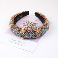 China Bling Crystal Headband 11x15cm Velvet Padded Baroque Beaded Hair Band for Women Girls for sale