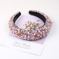 China Bling Crystal Headband 11x15cm Velvet Padded Baroque Beaded Hair Band for Women Girls for sale