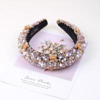 China Bling Crystal Headband 11x15cm Velvet Padded Baroque Beaded Hair Band for Women Girls for sale