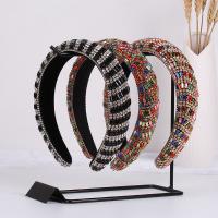 China Wholesale Baroque Crystal Rhinestone Headband Velvet Hair Hoop 12x16cm Women Hair Accessories for sale