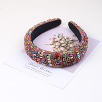 China Wholesale Baroque Crystal Rhinestone Headband Velvet Hair Hoop 12x16cm Women Hair Accessories for sale