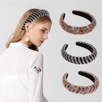 China Wholesale Baroque Crystal Rhinestone Headband Velvet Hair Hoop 12x16cm Women Hair Accessories for sale