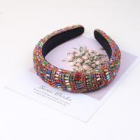 China Wholesale Baroque Crystal Rhinestone Headband Velvet Hair Hoop 12x16cm Women Hair Accessories for sale