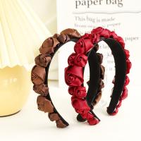 China Solid Color Rose Flower Hair Band for Women Wedding Romantic 7cm Fabric Headband for sale