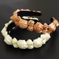 China Solid Color Rose Flower Hair Band for Women Wedding Romantic 7cm Fabric Headband for sale