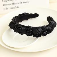China Solid Color Rose Flower Hair Band for Women Wedding Romantic 7cm Fabric Headband for sale