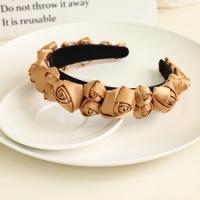 China Solid Color Rose Flower Hair Band for Women Wedding Romantic 7cm Fabric Headband for sale