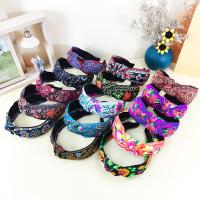 China Fabric Curly Pink Ladies Hair Bands 15 Colors Embroidery Knotted Wide Hairbands 16.5cm for sale