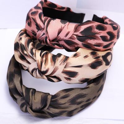 China Korean Wide Edge Leopard Headband for Women 7cm Fabric Hair Accessories for sale