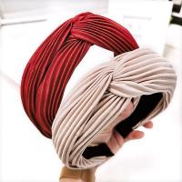 China Fabric Cross Knot Hair Band 7cm Wide Elastic Headband for Women 9 Colors for sale