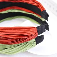 China Fabric Cross Knot Hair Band 7cm Wide Elastic Headband for Women 9 Colors for sale