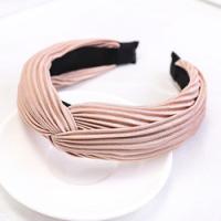China Fabric Cross Knot Hair Band 7cm Wide Elastic Headband for Women 9 Colors for sale