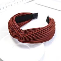 China Fabric Cross Knot Hair Band 7cm Wide Elastic Headband for Women 9 Colors for sale