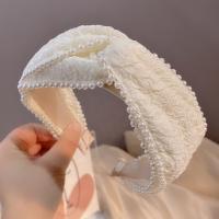 China Luxury Crystal Pearl Knot Headband for Women Baroque Wedding Designer Hair Accessory for sale
