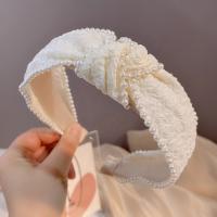 China Luxury Crystal Pearl Knot Headband for Women Baroque Wedding Designer Hair Accessory for sale