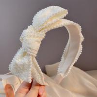 China Luxury Crystal Pearl Knot Headband for Women Baroque Wedding Designer Hair Accessory for sale