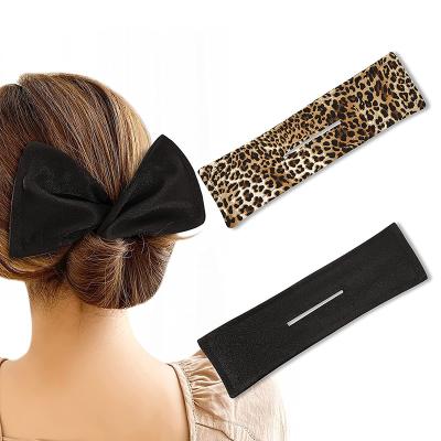 China Leopard Print Hair Scrunchies Tie Magic Bow Hair Band 35x10cm Simple Casual Party for sale