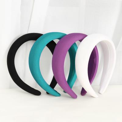 China Solid Color Wide Edge Sponge Hair Band for Women 4cm Wide Comfortable Headband for sale