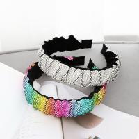 China Wrinkled Shiny Diamond Hairbands for Women Girls 1.5cm 3cm Elastic Non Slip Headband for sale
