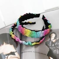 China Wrinkled Shiny Diamond Hairbands for Women Girls 1.5cm 3cm Elastic Non Slip Headband for sale