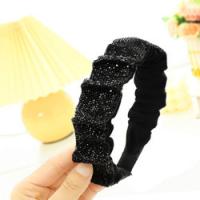 China Wrinkled Shiny Diamond Hairbands for Women Girls 1.5cm 3cm Elastic Non Slip Headband for sale