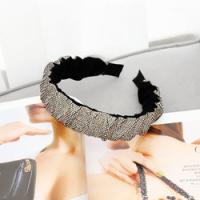 China Wrinkled Shiny Diamond Hairbands for Women Girls 1.5cm 3cm Elastic Non Slip Headband for sale