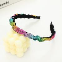 China Wrinkled Shiny Diamond Hairbands for Women Girls 1.5cm 3cm Elastic Non Slip Headband for sale
