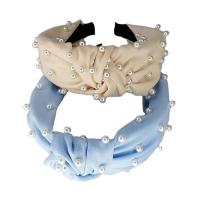 China Wholesale Fabric Knot Pearl Plastic Headband for Women Girls Adjustable Size 10 Colors for sale