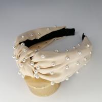 China Wholesale Fabric Knot Pearl Plastic Headband for Women Girls Adjustable Size 10 Colors for sale