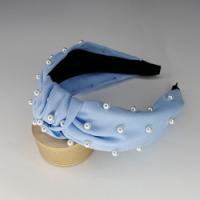 China Wholesale Fabric Knot Pearl Plastic Headband for Women Girls Adjustable Size 10 Colors for sale