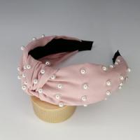 China Wholesale Fabric Knot Pearl Plastic Headband for Women Girls Adjustable Size 10 Colors for sale