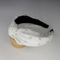 China Wholesale Fabric Knot Pearl Plastic Headband for Women Girls Adjustable Size 10 Colors for sale