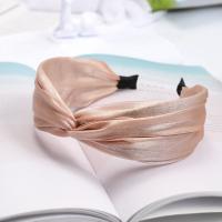 China Plain Color Cross Knotted Wide Silk Headband 7cm Flexible Memory Plastic Hair Band for Women for sale