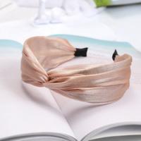 China Plain Color Cross Knotted Wide Silk Headband 7cm Flexible Memory Plastic Hair Band for Women for sale