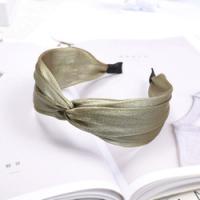 China Plain Color Cross Knotted Wide Silk Headband 7cm Flexible Memory Plastic Hair Band for Women for sale