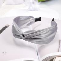 China Plain Color Cross Knotted Wide Silk Headband 7cm Flexible Memory Plastic Hair Band for Women for sale