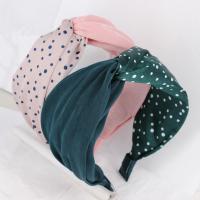 China Metal Hair Hoop Headband Cross Wave Point Cloth Hairband Women 7cm Wide Flexible for sale